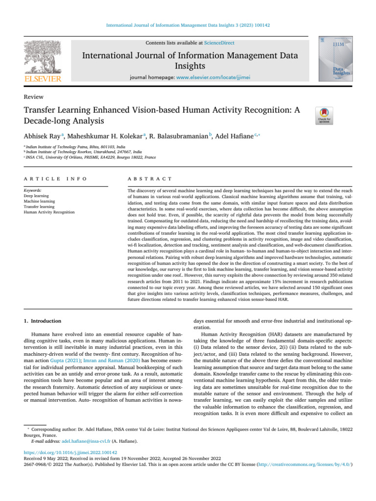 Transfer Learning Enhanced Vision-Based Human Activity Recognition | PDF | Deep Learning ...