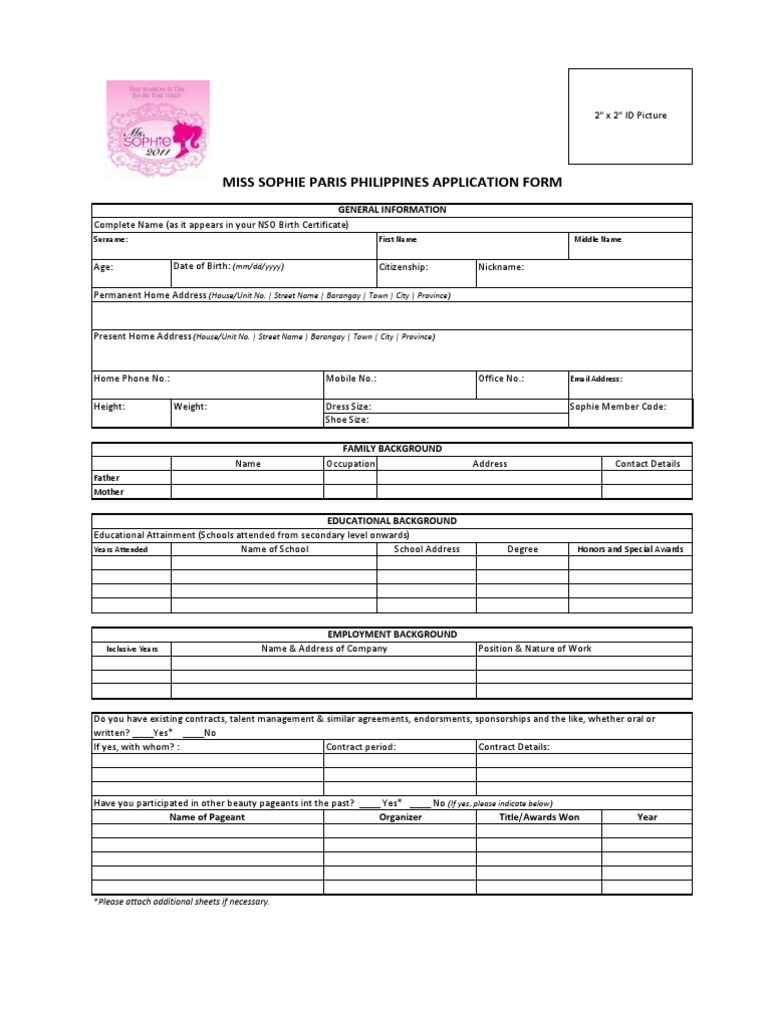 Application Form (Ms Sophie) | PDF