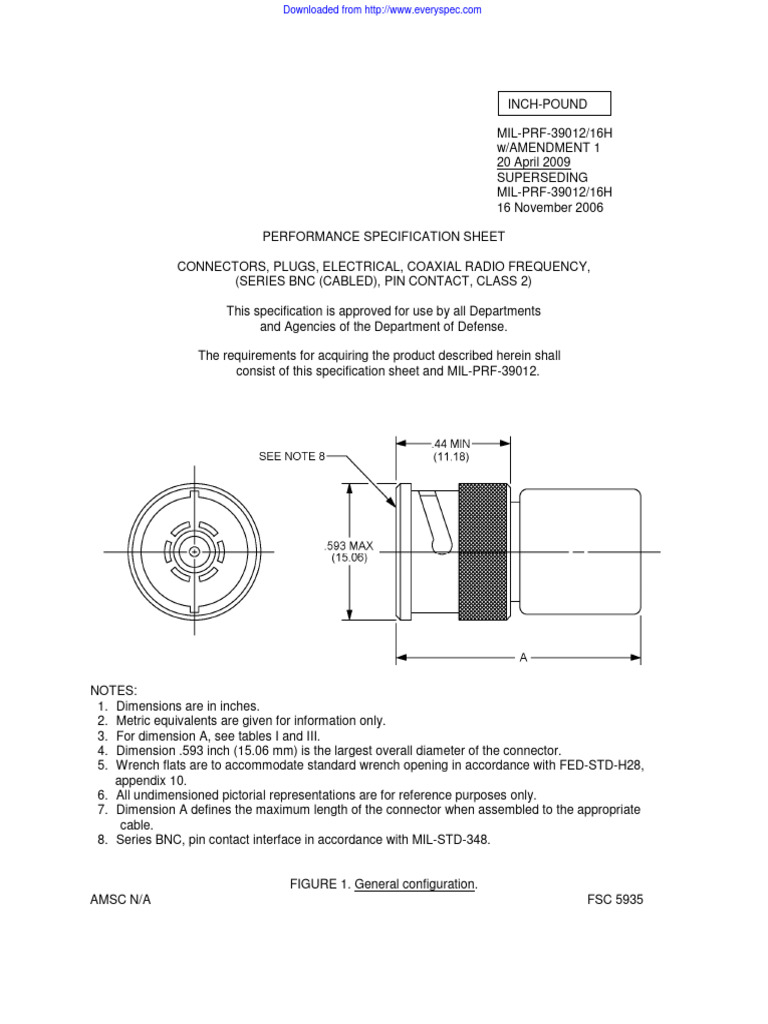 Mil PRF 39012 - 16H - Amendment 1 | PDF | Electrical Connector ...
