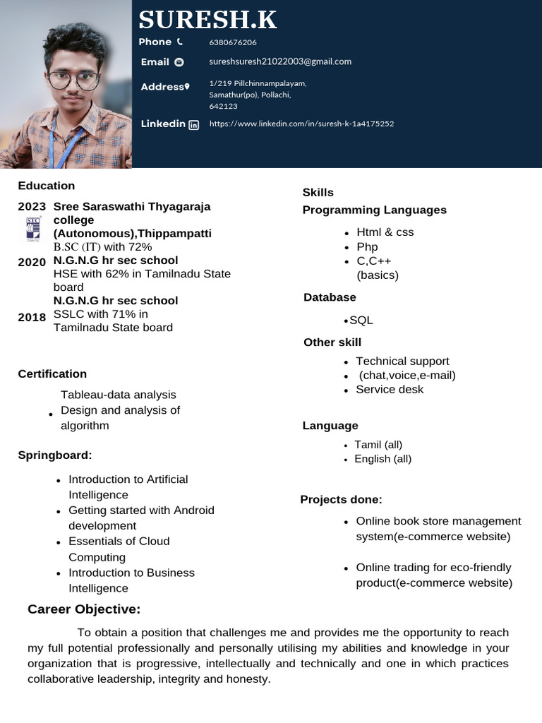 Suresh K-Resume | PDF | Computer Science | Information Technology