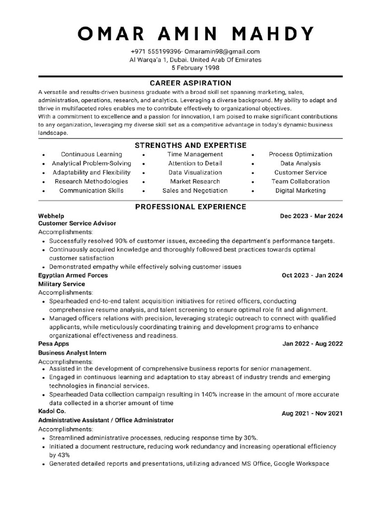 Omar Amin Mahdy - Resume - 22 - Compressed | PDF