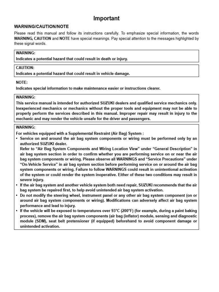 Important: Warning/Caution/Note | PDF | Axle | Anti Lock Braking System