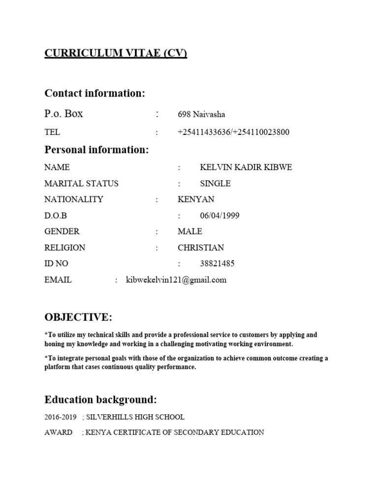 Kelvin CV | PDF