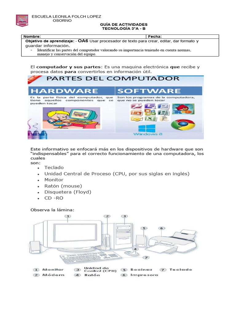 Guía 1 Tecnología | Descargar gratis PDF | Hardware de la computadora | Almacenamiento de datos ...