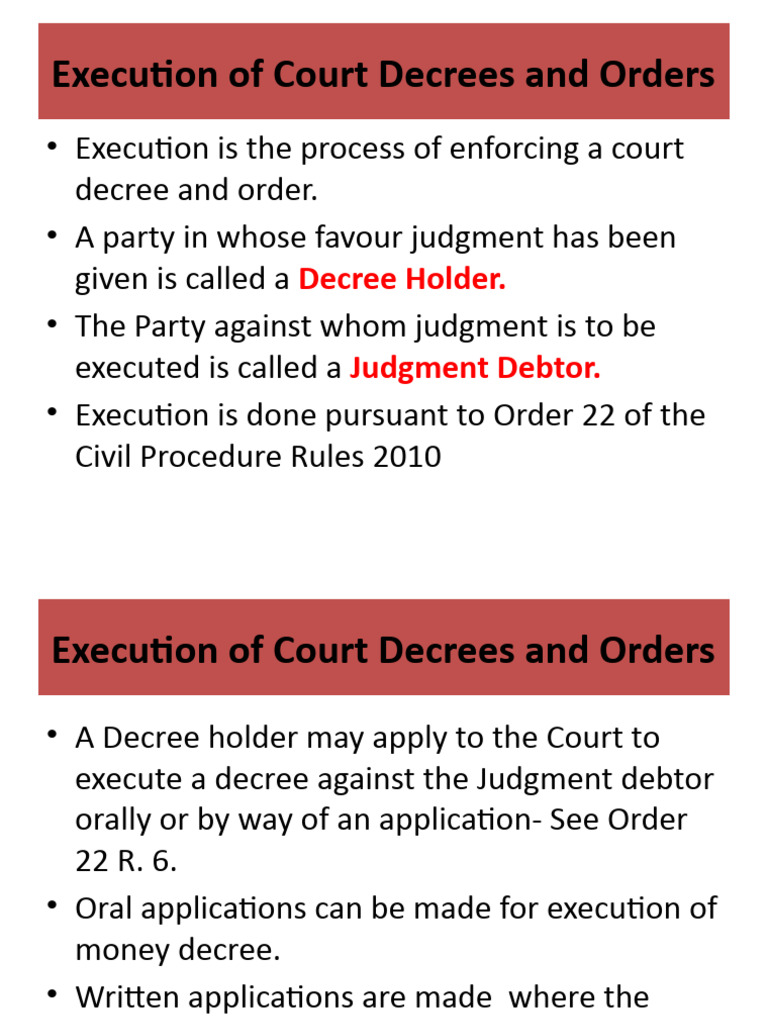 Enforcing Court Decrees Under CPC 2010 | PDF | Judgment (Law) | Default Judgment