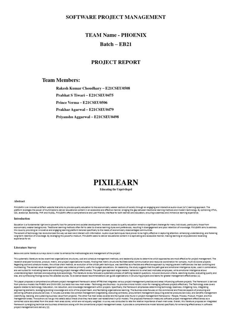 Project Report SPM | PDF | Scrum (Software Development) | Educational Technology