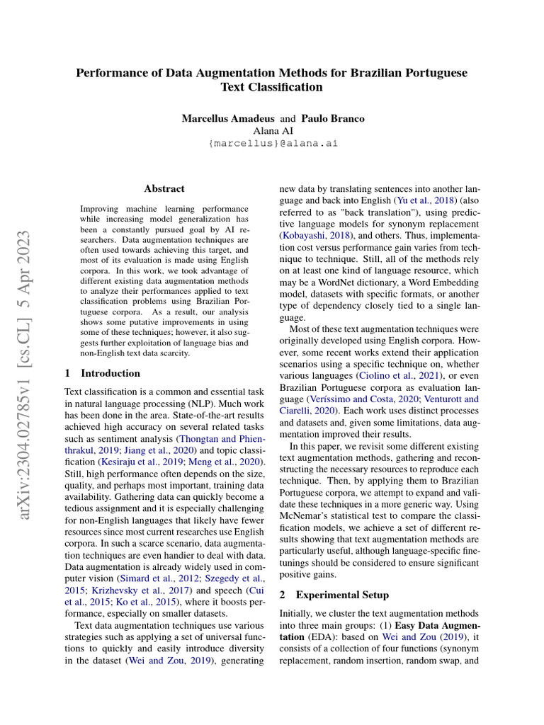 Performance of Data Augmentation Methods For Brazi | PDF | Support ...