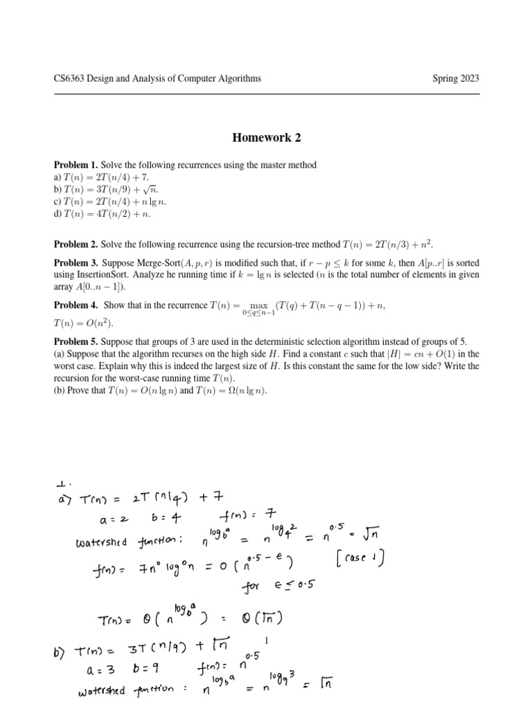 DAA HW - 2 | PDF | Computer Science | Mathematical Logic