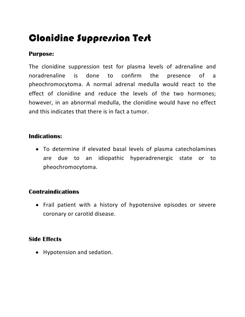 Clonidine Suppression Test | PDF | Science & Mathematics