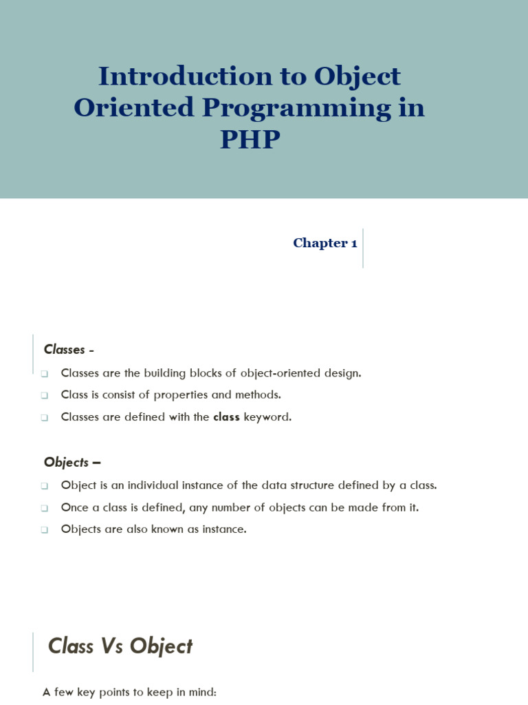 Chapter 1 - OOP in PHP | Download Free PDF | Class (Computer Programming) | Object Oriented ...