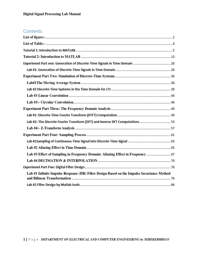 DSP Lab Manual for ECE Students | PDF | Matrix (Mathematics) | Discrete Fourier Transform