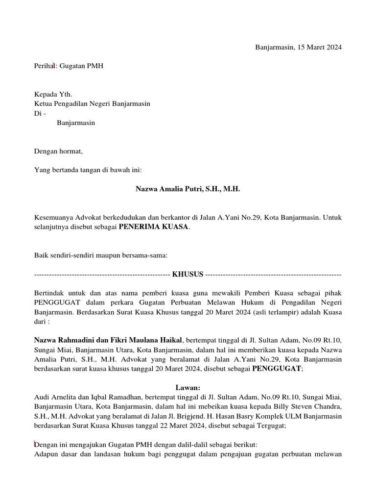 Contoh Surat Gugatan | PDF