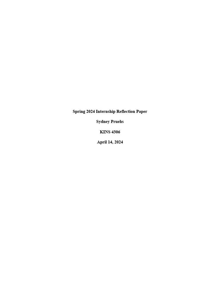 Reflection Paper - Internship 2024 | PDF | Internship | Job Hunting