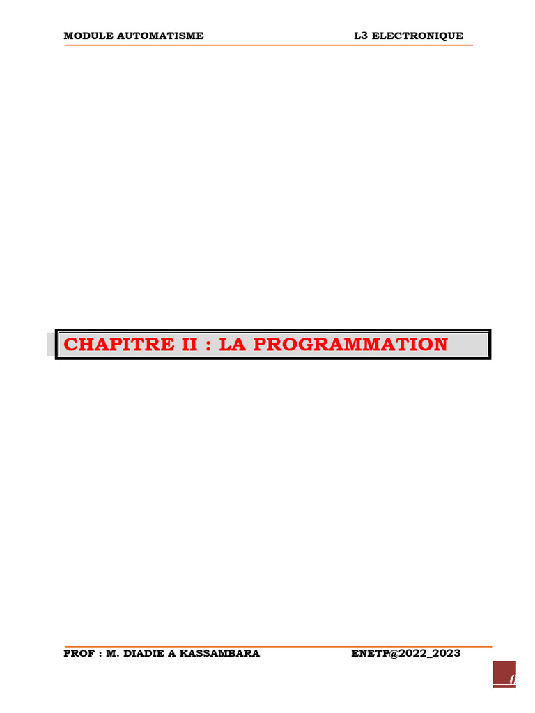 Programmation Automatisme en Électronique | PDF | Programme ...