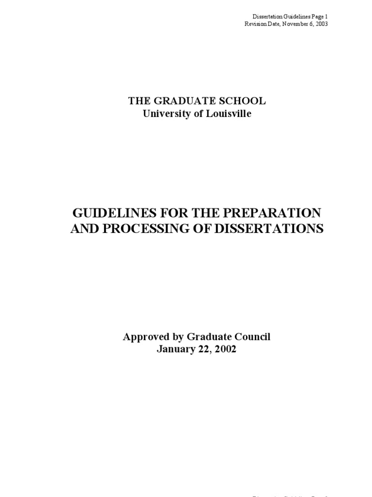 Guidelines For The Preparation and Processing of Dissertations | PDF | Thesis | Educational ...