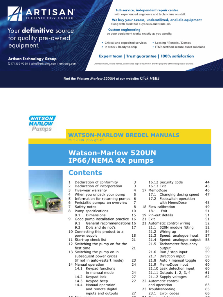 Watson Marlow 520UN Manual 2017420114325 | PDF | Pump