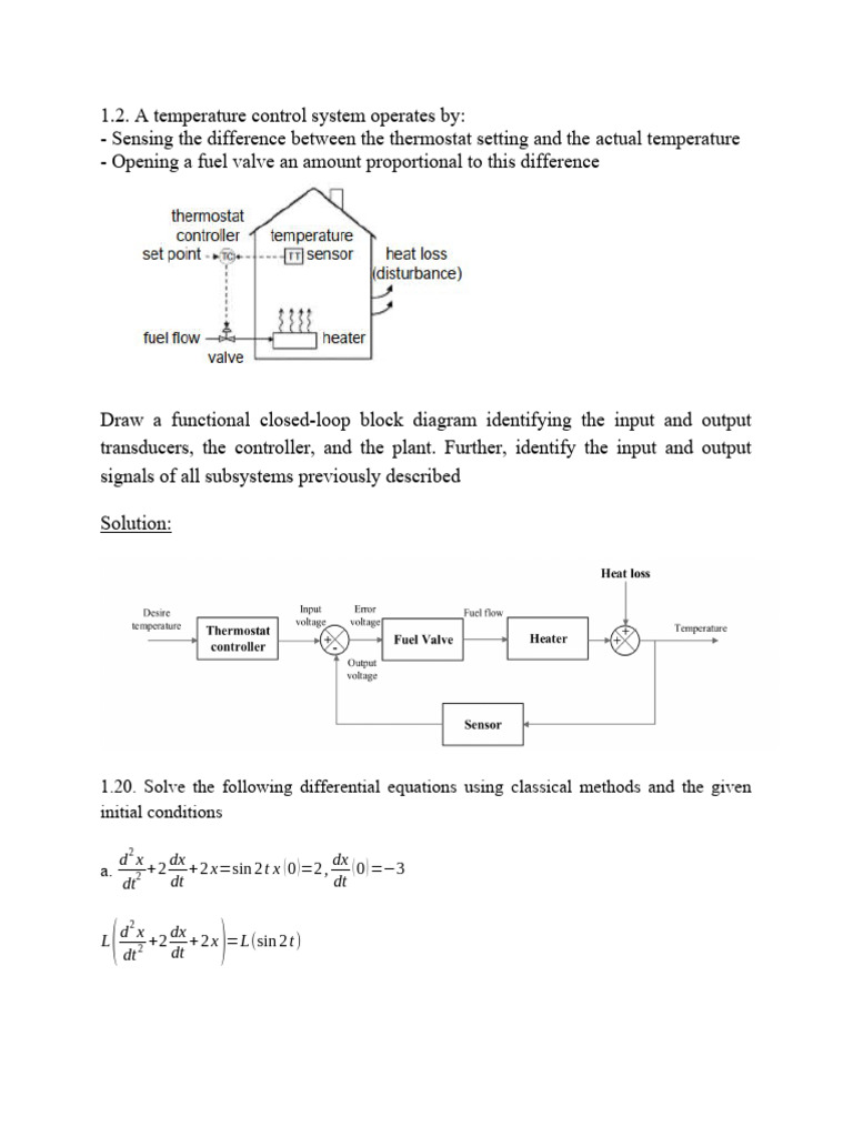 1.20. Solve The Following Differential Equations Using Classical Methods and The Given Initial ...