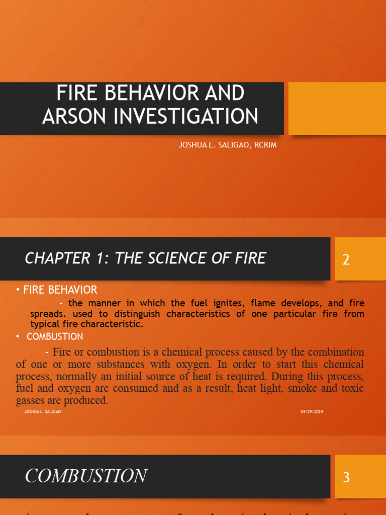 Fire Behavior and Arson Investigation | PDF | Combustion | Fires