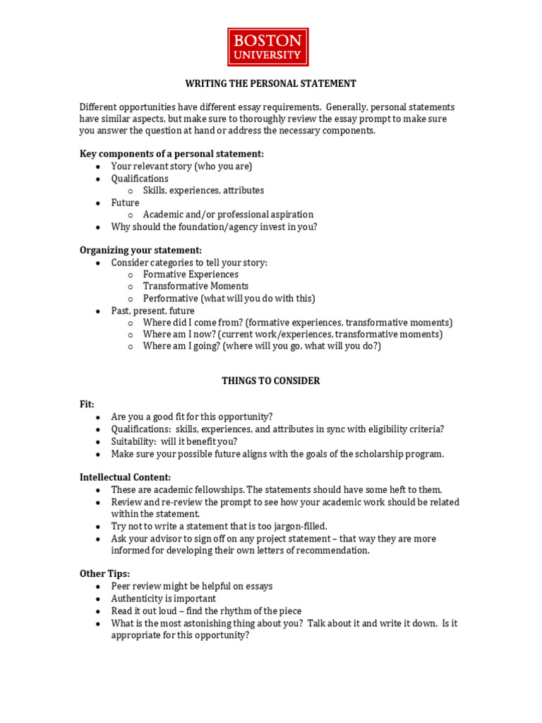 Writing The Personal Statment | PDF | Career & Growth | Business