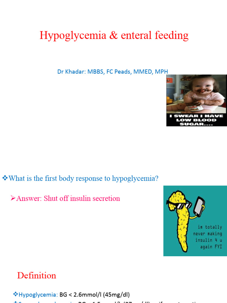 Hypoglycemia1 & Feeding | PDF | Hypoglycemia | Clinical Medicine
