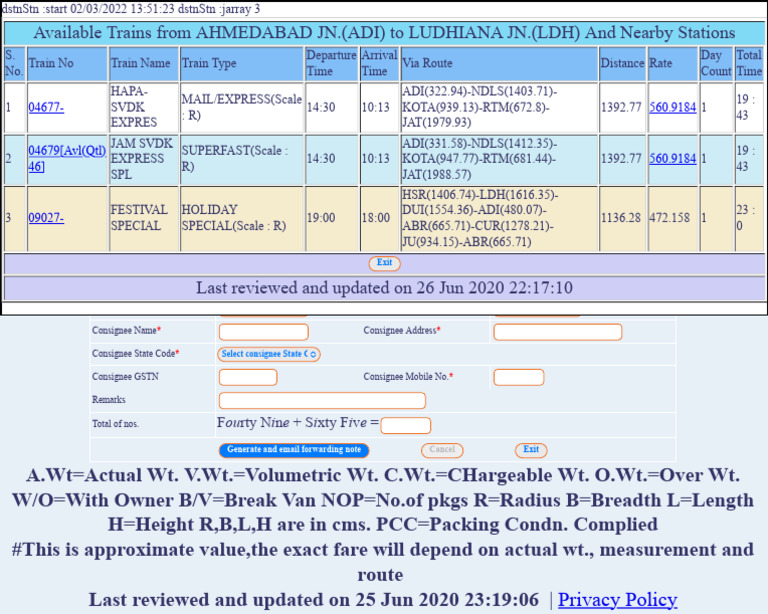 Freight Calculator For Railway Parcel Services | PDF | Taxes