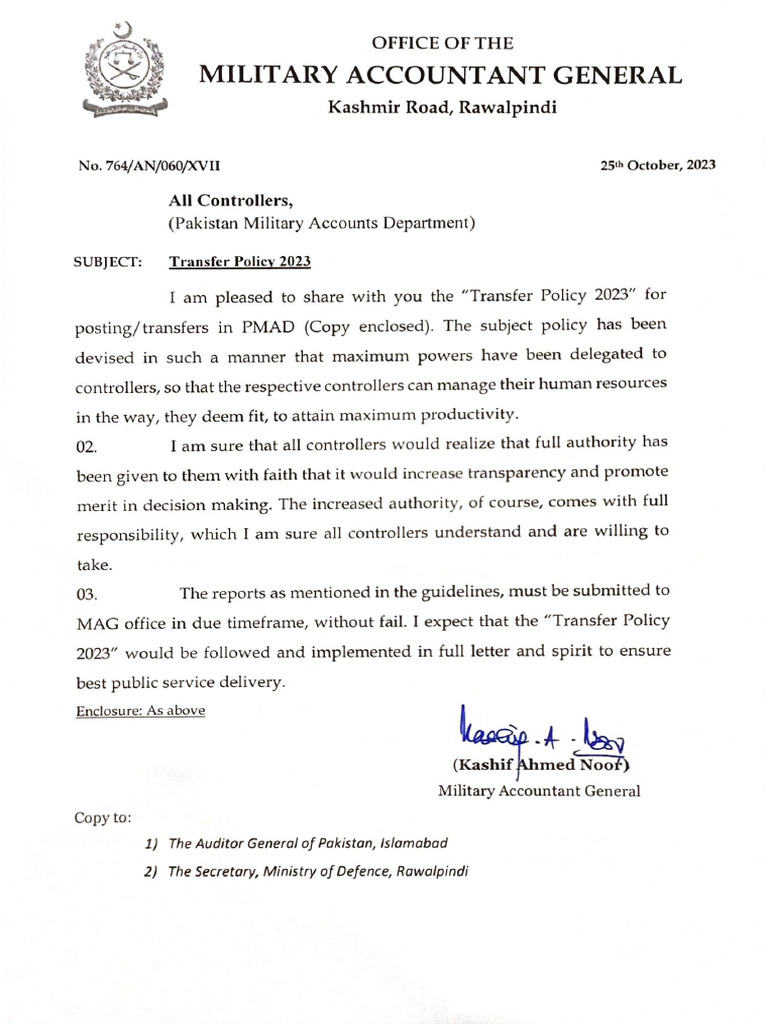 Transfer Policy letter | PDF