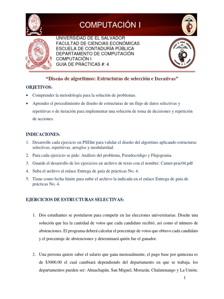 Algoritmos: Estructuras Selectivas e Iterativas | PDF | Algoritmos | Salario