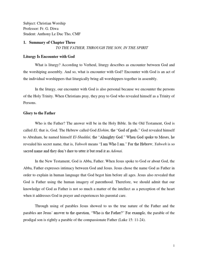 Summary of Chapter 3 | PDF | Eucharist | God The Father