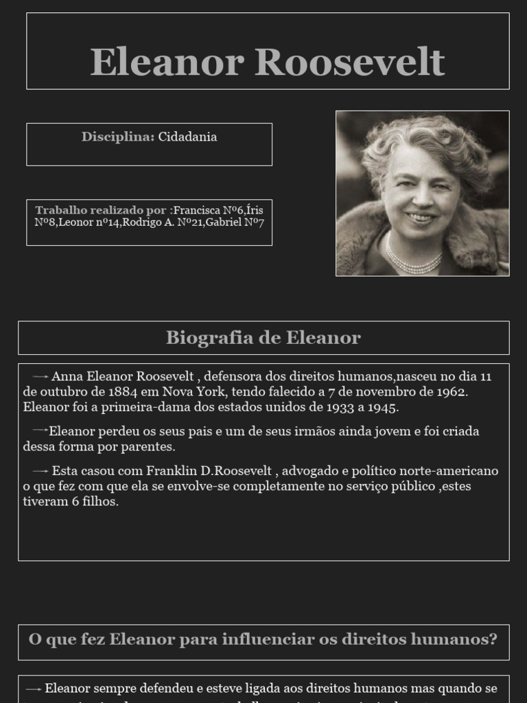 Biografia de Eleanor Roosevelt | PDF | Filosofia | História