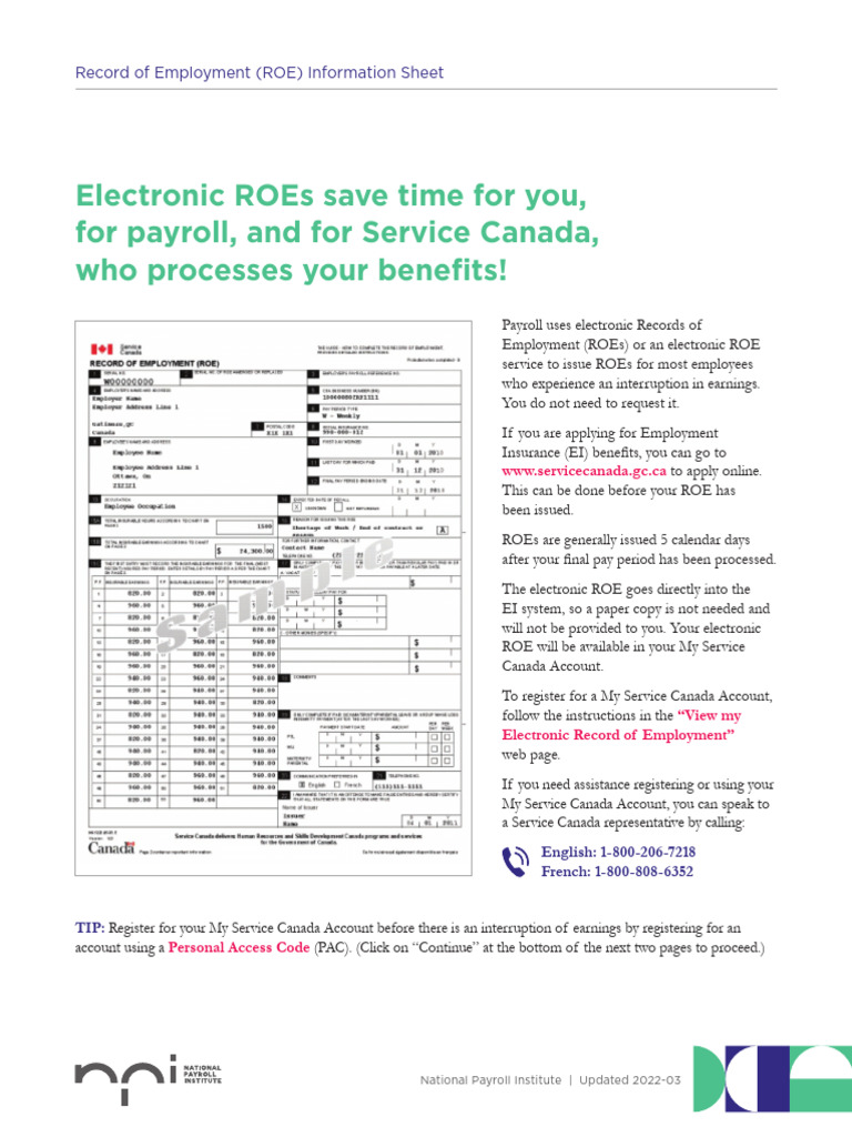 NPI 417974 ROE - Employee Communication ENG | PDF | Payroll | Payroll Tax