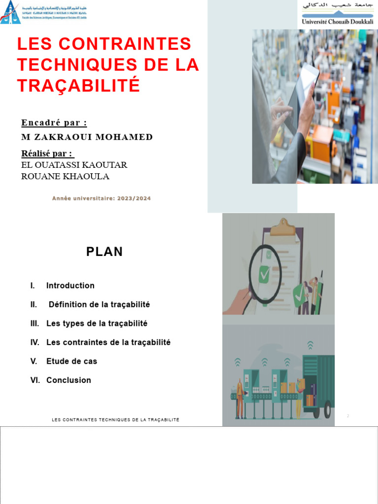 Les contraintes techniques de la traçabilité | PDF