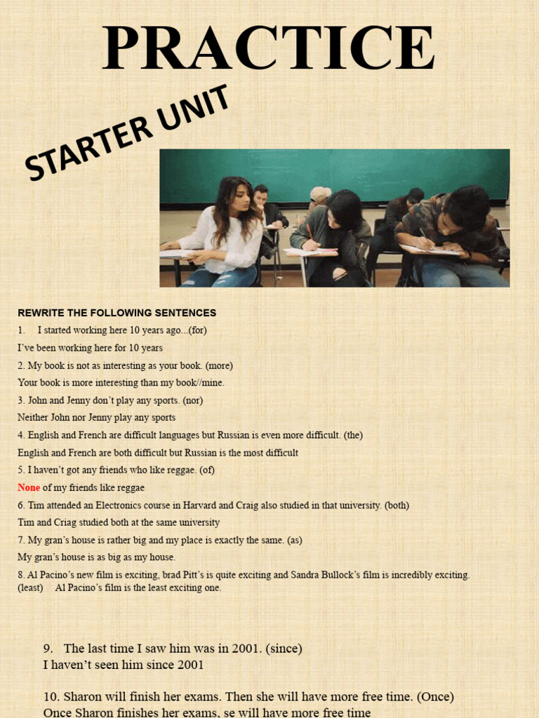 Exam Practice Rewriting Exercises | PDF