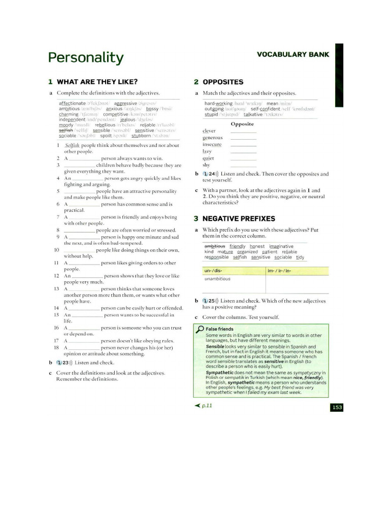 Personality Vocab | PDF