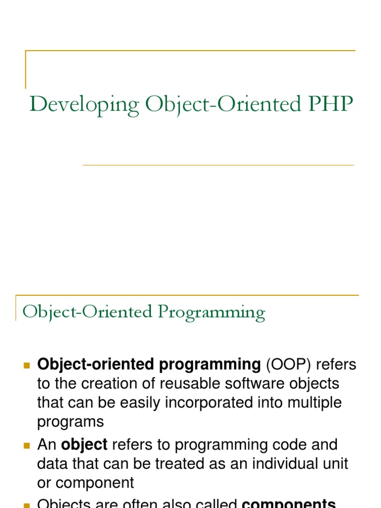 PHP 06 Classes | PDF | Object Oriented Programming | Class (Computer ...