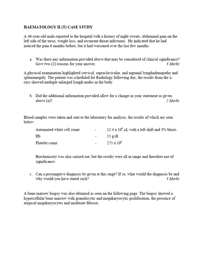 Hematology Case Study: Diagnosis Insights | PDF | Medical Specialties ...