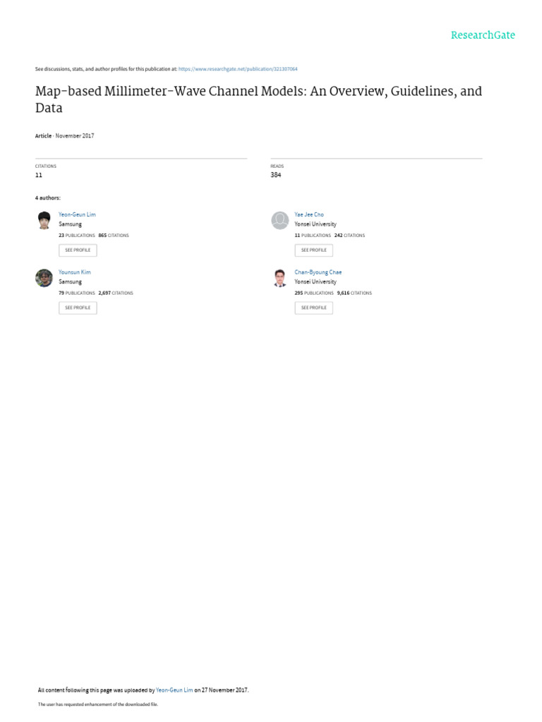Map-Based Millimeter-Wave Channel Models An Overvi | PDF | Extremely ...