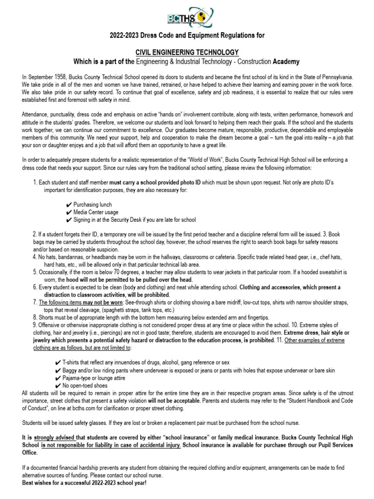 Civil Engineering Dress Code 2022-2023 | PDF | Clothing | Sneakers