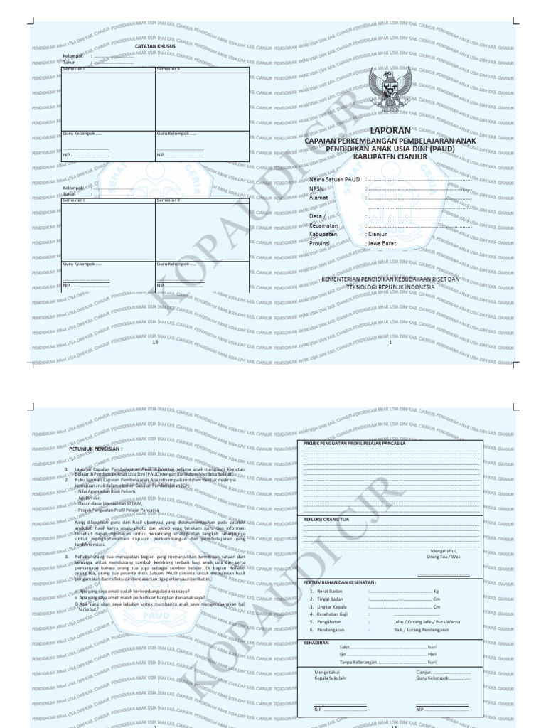 Contoh Desain Raport Paud | PDF | Bisnis | Seni