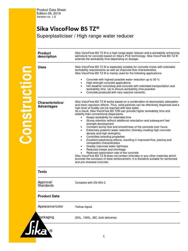 Sika Viscoflow TZ Bs | PDF | Concrete | Building Materials
