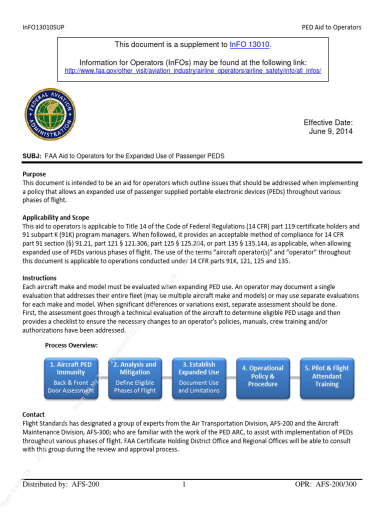 FAA Guidelines for Expanded PED Use | PDF | Federal Aviation ...