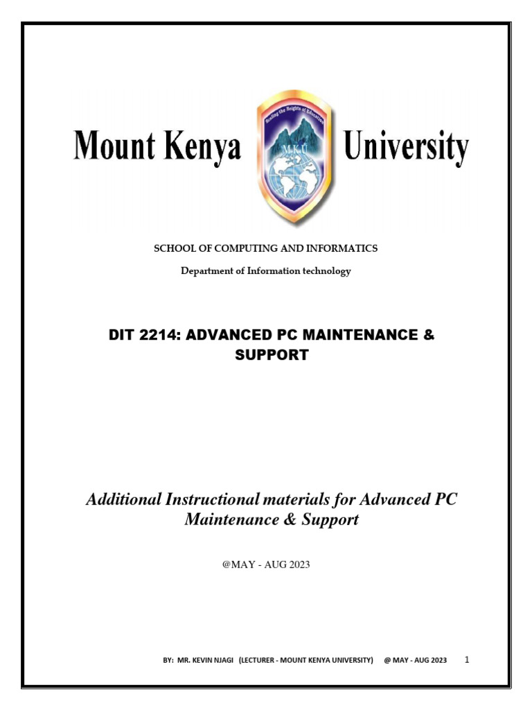 DIT 2214 ADVANCED PC MAINTENANCE AND SUPPORT Notes 2023 | PDF ...