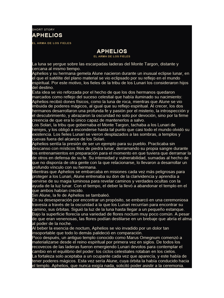 Aphelios y Alune: La lucha Lunari | PDF