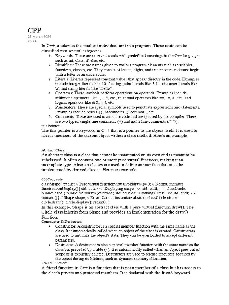 25 March 2024 20:24: This Pointer | PDF | Parameter (Computer Programming) | C++