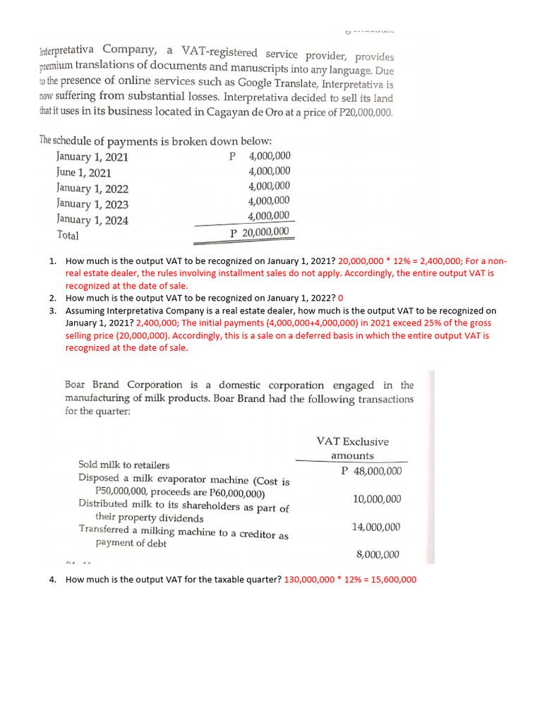 Output-VAT-Answer-key | PDF