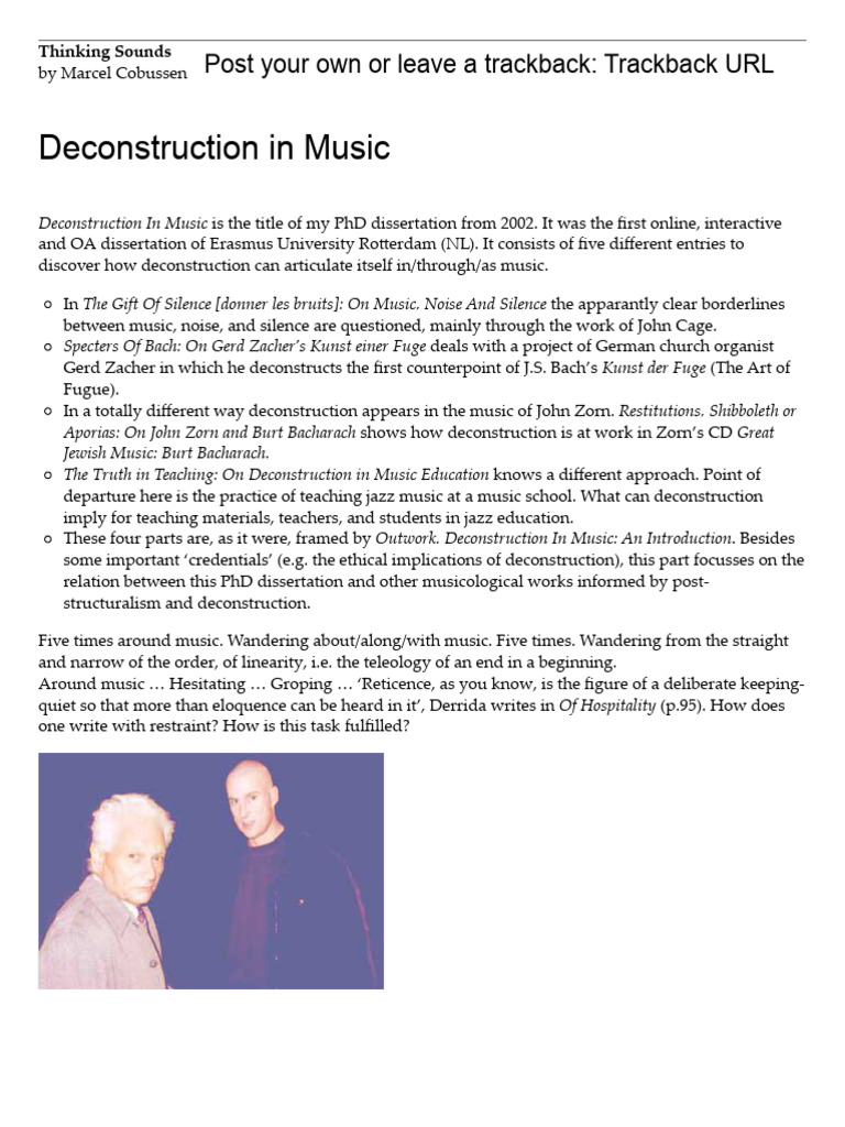 Deconstruction in Music Analysis | PDF
