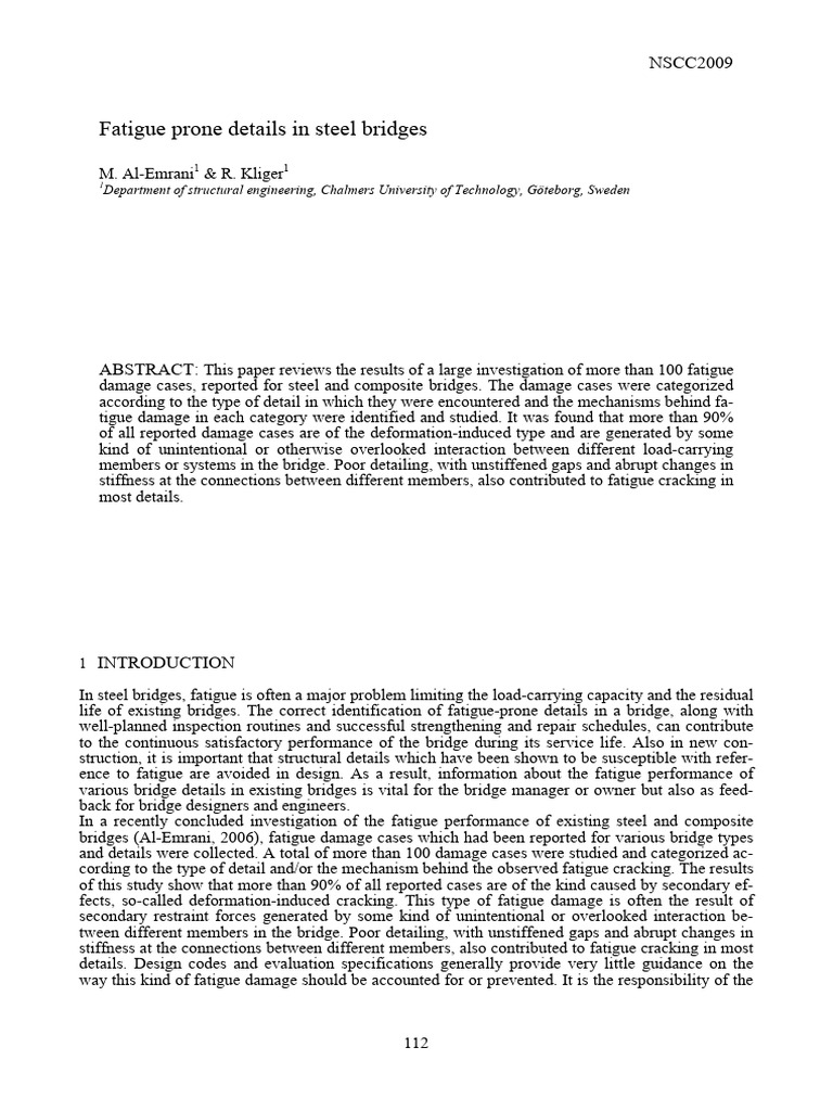 Steel Bridge Fatigue Analysis | PDF | Bending | Fracture