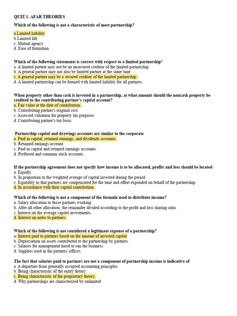 AFAR MIDTERMS REVIEWER- PRACTICE | PDF | Partnership | Limited Partnership