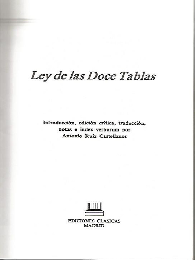 Ley de Las Doce Tablas - Introducción, Edición Critica | PDF