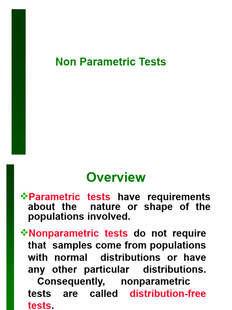 Non Parametric | PDF | Mann–Whitney U Test | Statistical Significance
