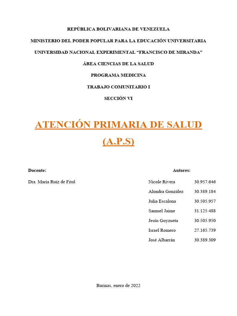 Atención Primaria de Salud | PDF | Hospital | Asistencia sanitaria preventiva